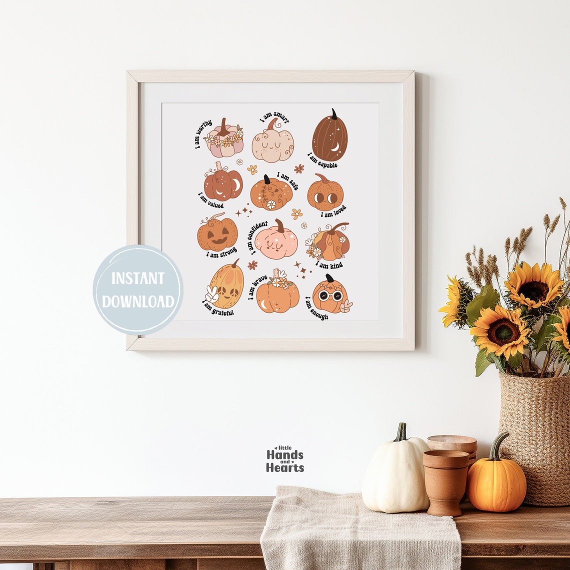 Retro Pumpkin Affirmations for Kids Printable Art Kids Affirmations ...