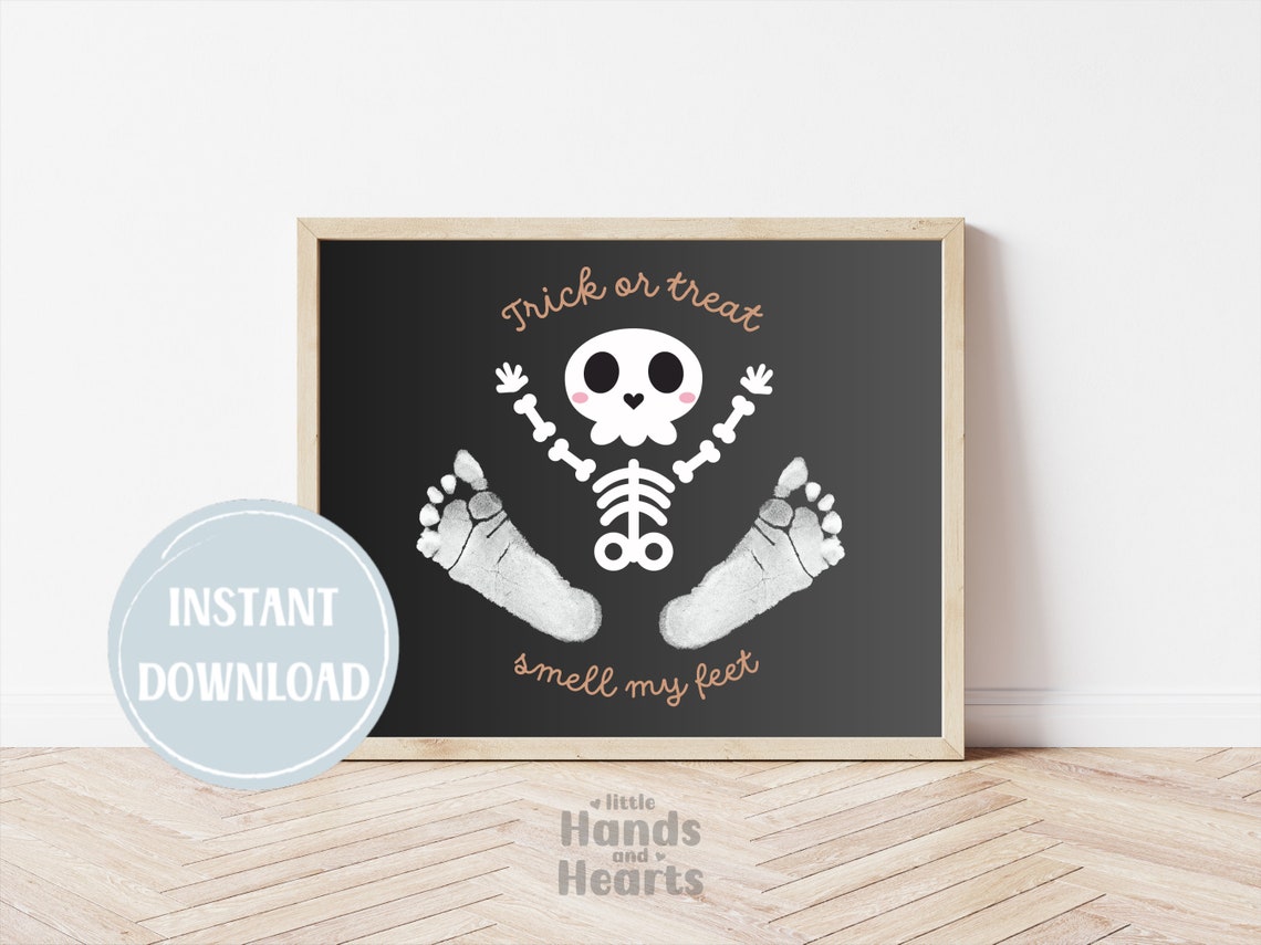Trick or Treat Smell My Feet Skeleton Handprint Craft Halloween DIY My ...