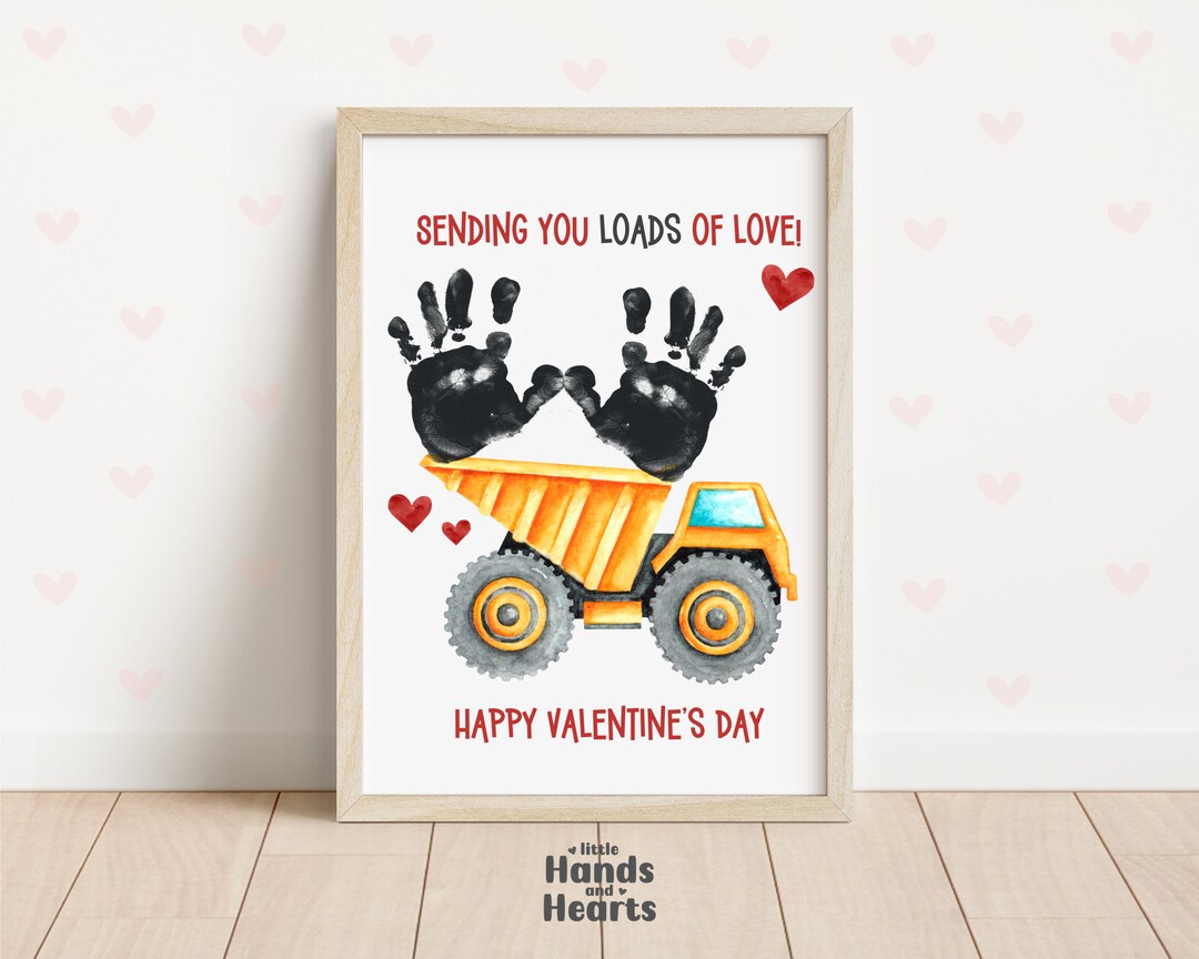 Dump Truck Valentine Handprint Art: Personalized Kids Gift (digital ...