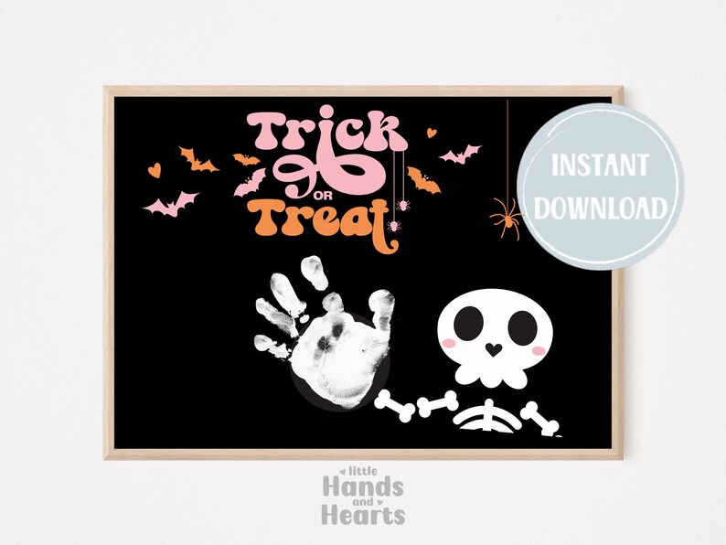 Skeleton Handprint Craft: My First Halloween DIY Art (printable) - Etsy