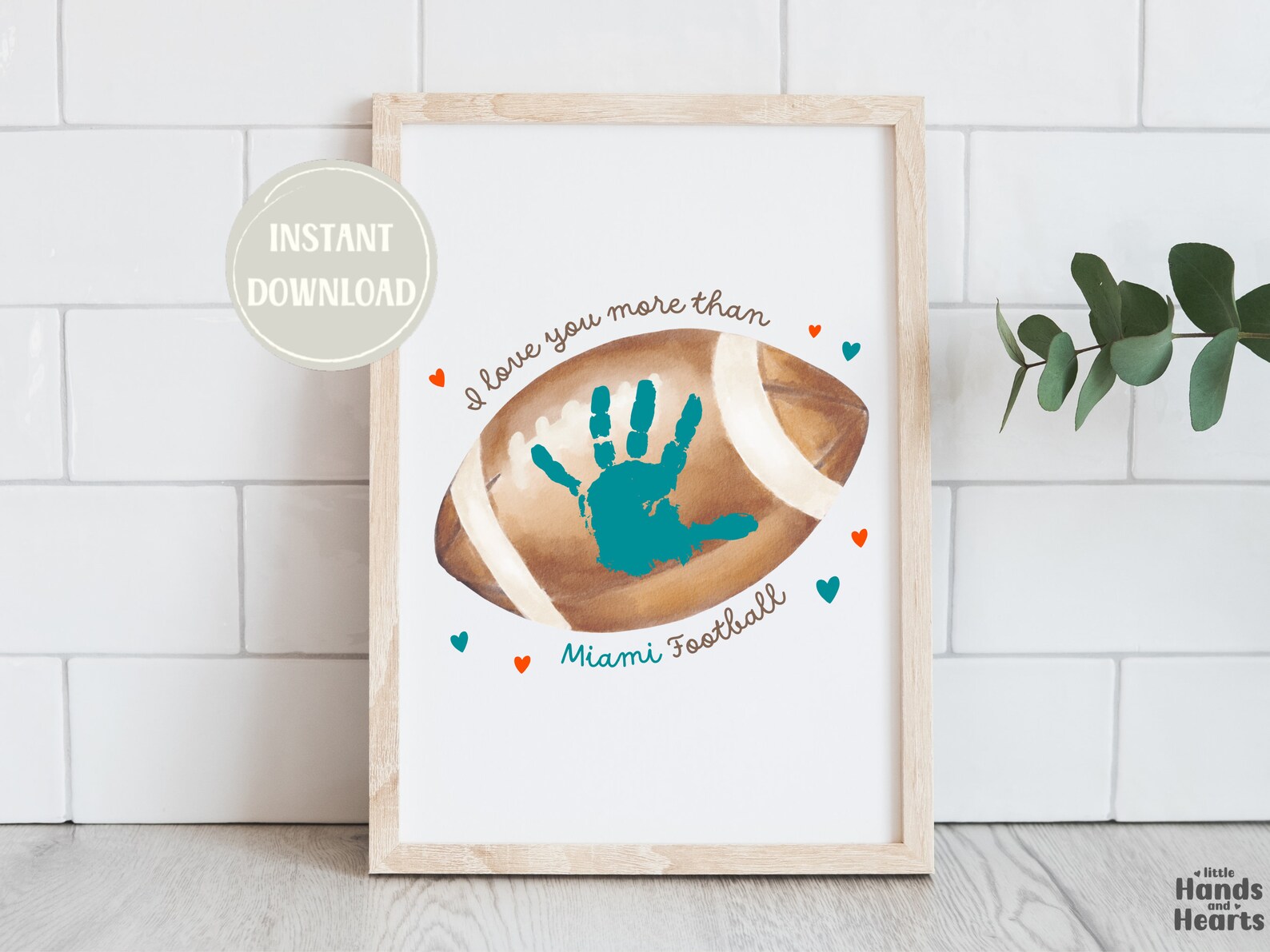 Miami Football Handprint Art Printable DIY Instant Download - Etsy