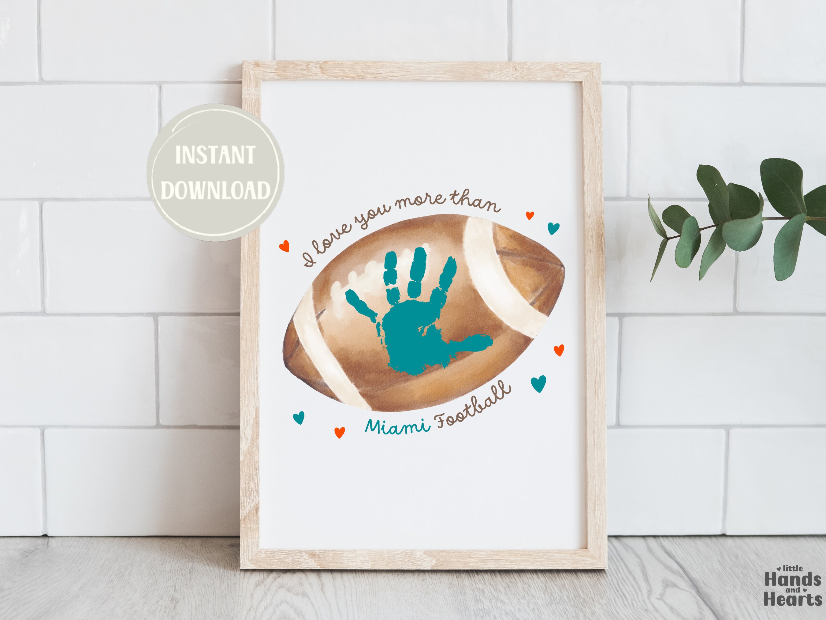 Miami Football Handprint Art Printable DIY Instant Download - Etsy