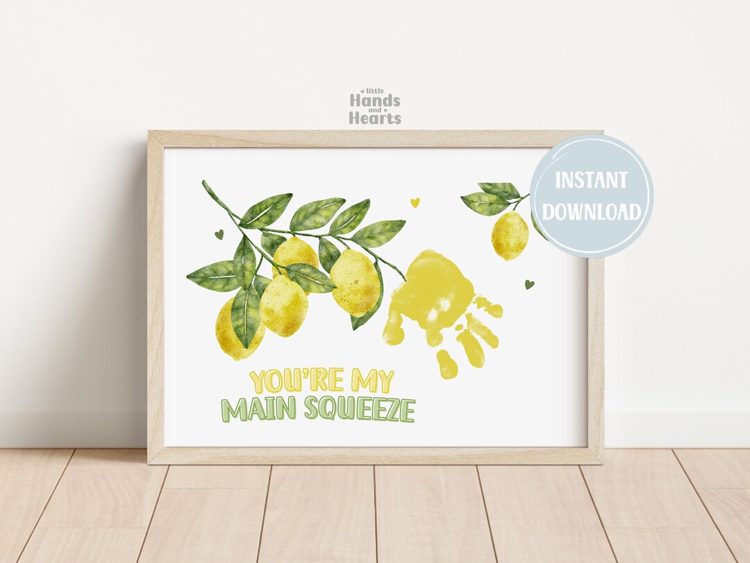 Lemon Handprint Art - You're My Main Squeeze Personalized Gift (instant ...