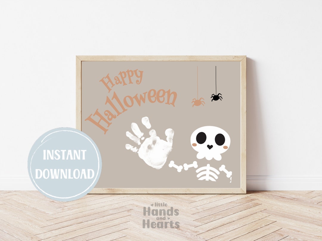 Happy Halloween Skeleton Handprint Craft Halloween DIY My First ...