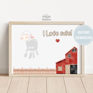 I Love Ewe - Sheep Handprint Craft Personalized DIY Keepsake Art for ...