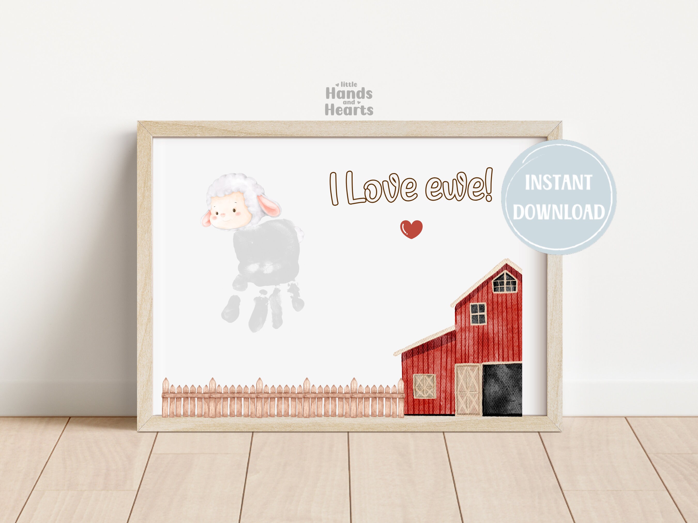 I Love Ewe - Sheep Handprint Craft Personalized DIY Keepsake Art for ...