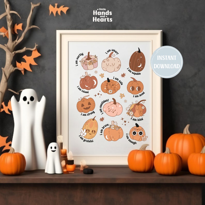 Retro Pumpkin Affirmations for Kids Printable Art Kids Affirmations ...
