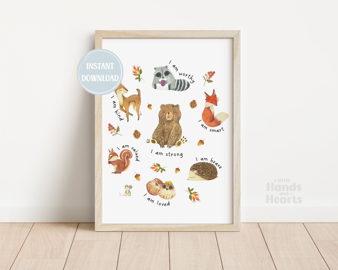 Woodland Affirmations for Kids Affirmations Wall Art Woodland ...