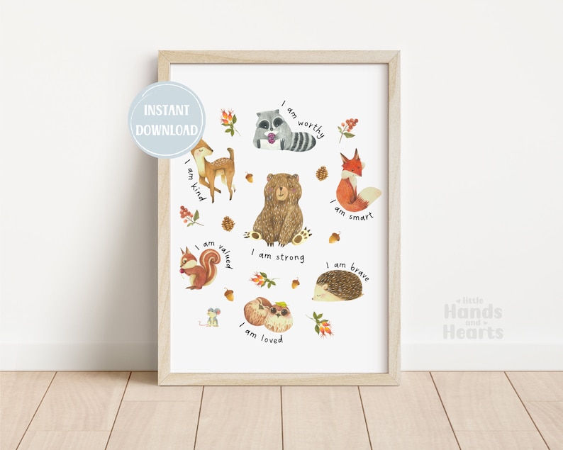 Woodland Affirmations for Kids Affirmations Wall Art Woodland ...