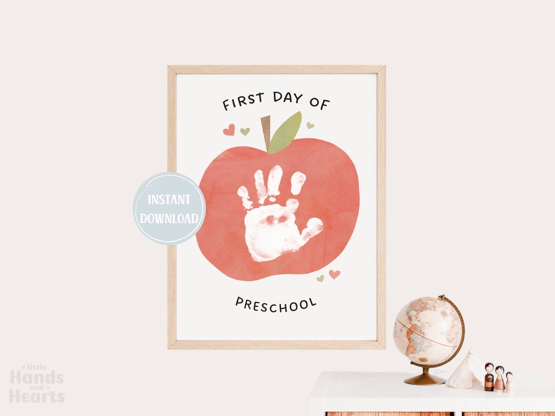 First Day of Preschool Handprint Craft Apple First Day of Pre-k ...