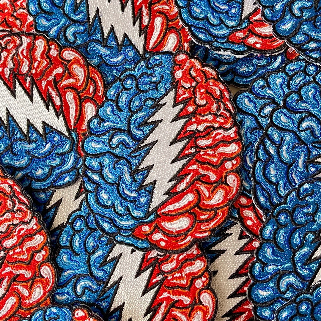 Brain on Bolts Embroidered Patch - 3 1/2" - Etsy
