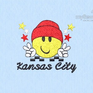 Kansas City Smiley Face Embroidery Digital Download - Etsy