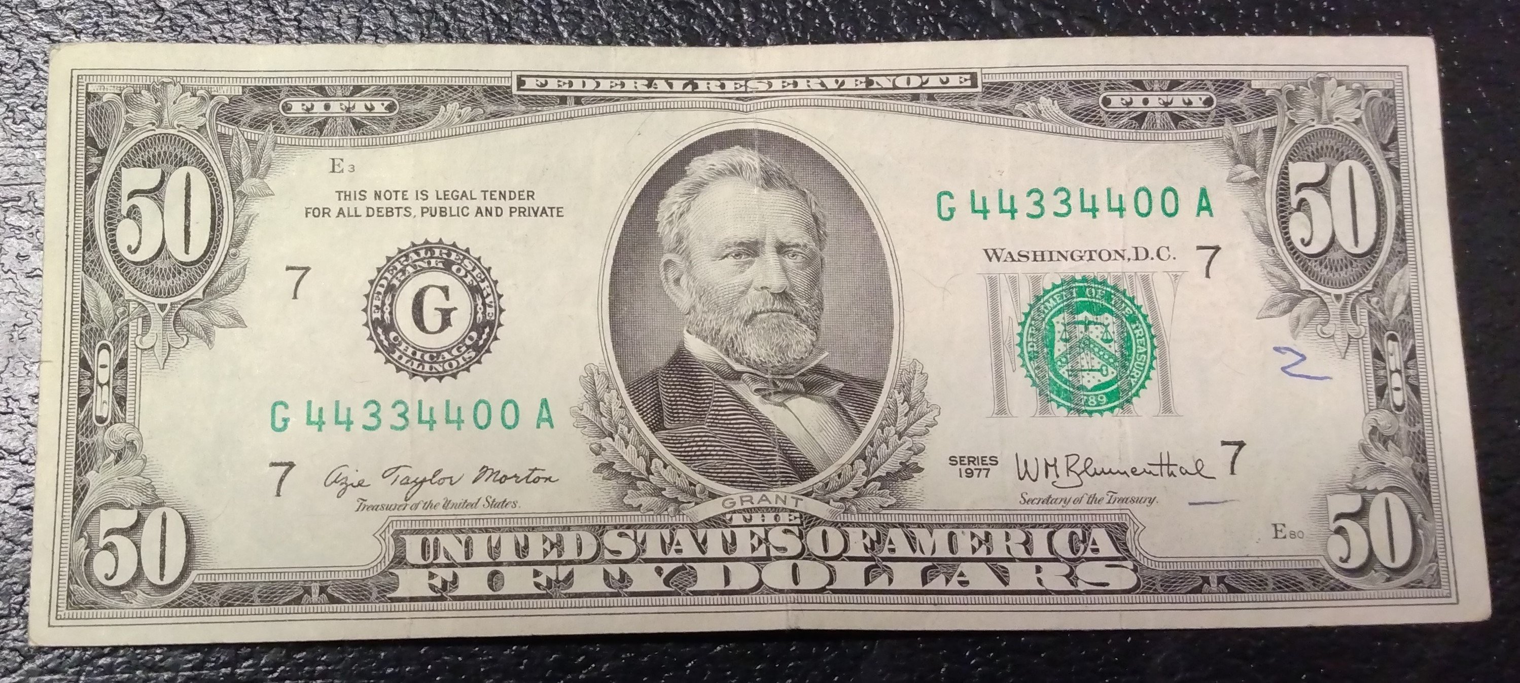 1977 Series 50 Dollar Federal Reserve Note-good Condition-vintage - Etsy