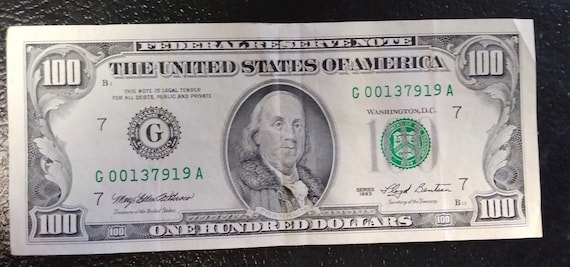 1993 Series 100 Dollar Federal Reserve Note-low Numbers-good - Etsy