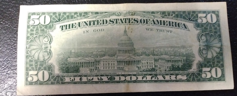 1977 Series 50 Dollar Federal Reserve Note-chicago Ill-vintage - Etsy