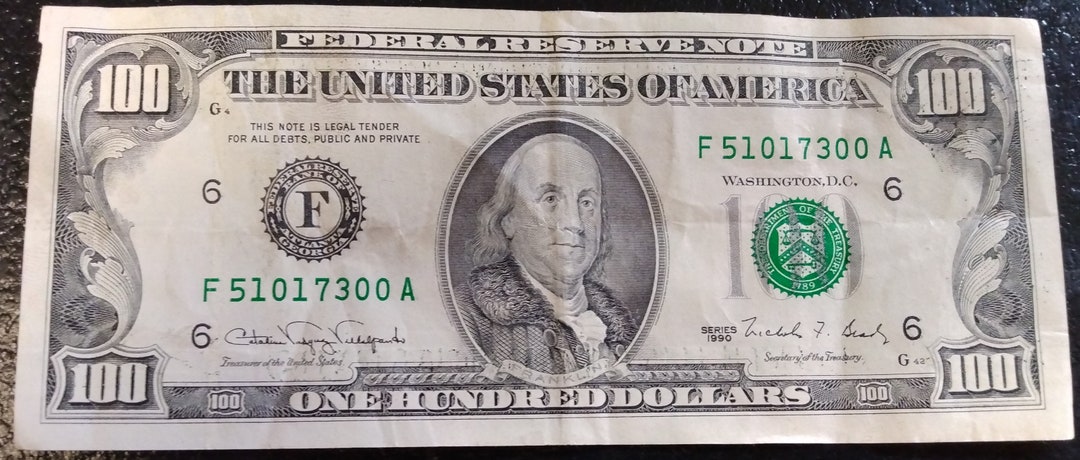 1990 Series 100 Dollar Federal Reserve Note Good Condition - Etsy