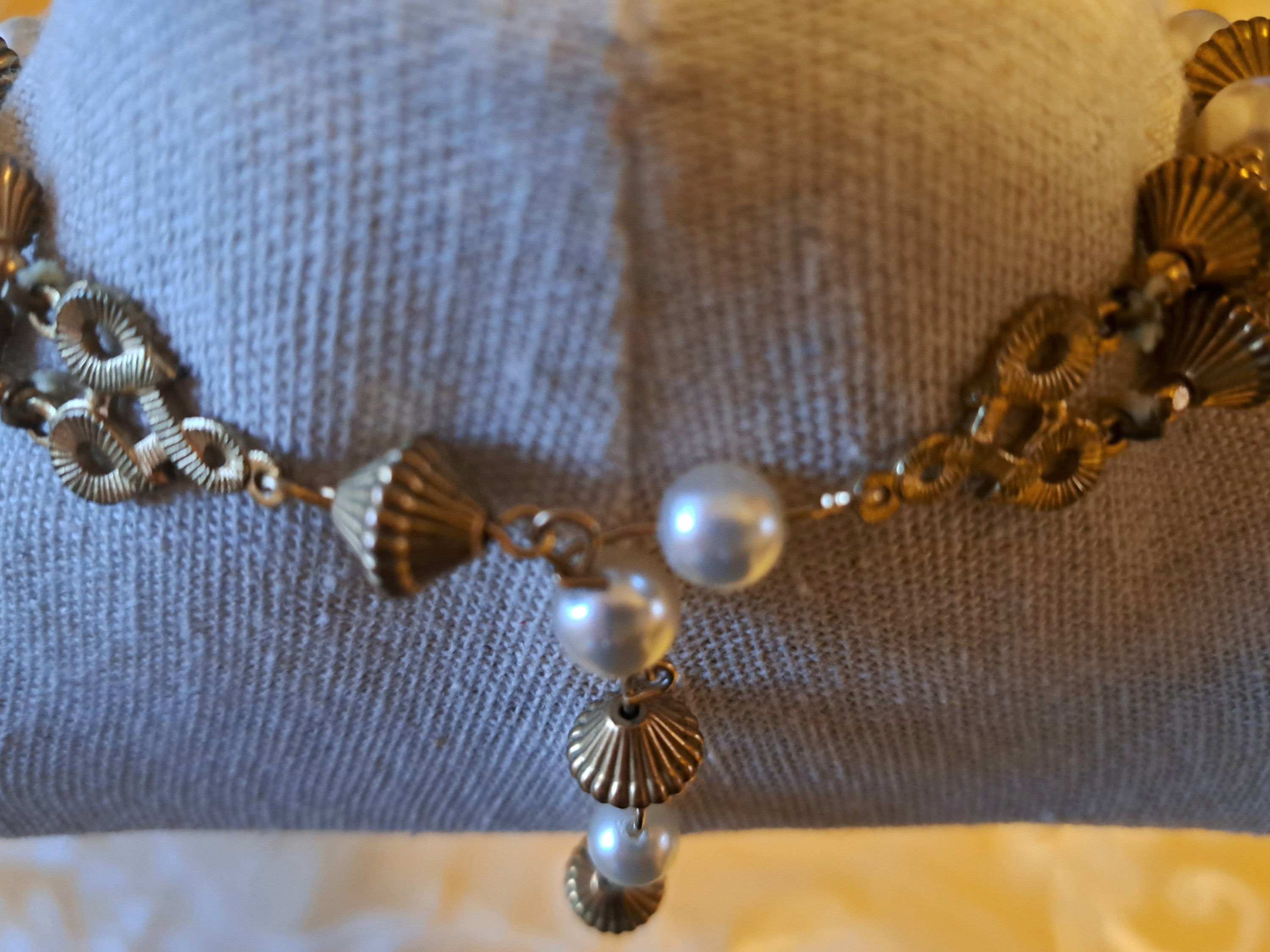 Vintage Mid-century Gold Crystal Pearl Girls Choker Tween - Etsy