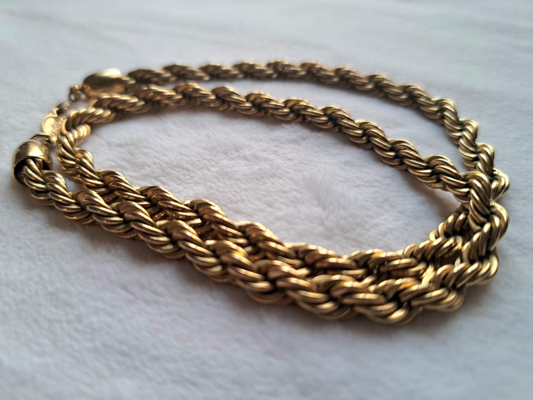 Vintage Napier Goldtone Twisted Rope Chain Necklace - 18 Inch - Etsy