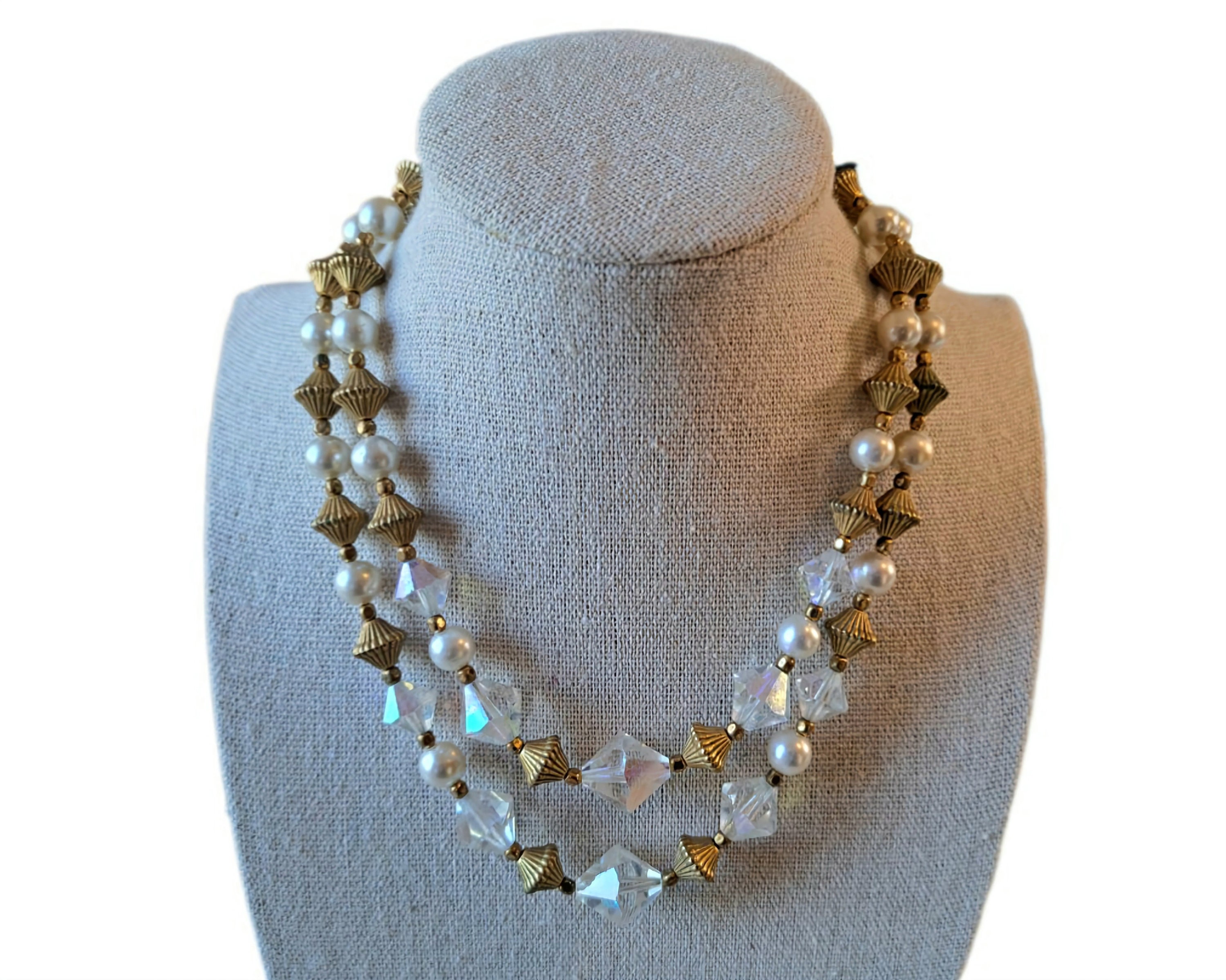 Vintage Mid-century Gold Crystal Pearl Girls Choker Tween - Etsy