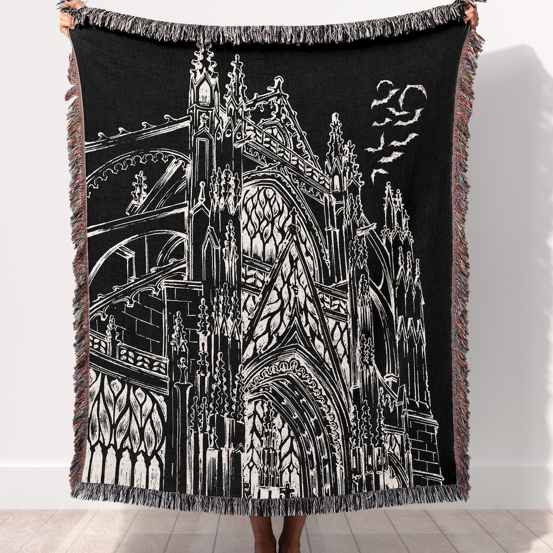 Gothic Cathedral Tapestry Moody Architecture Woven Blanket - Gothic ...