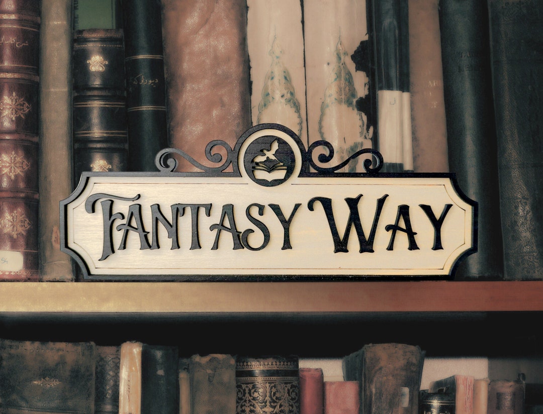 Fantasy Reader Gift: Wood Library Shelf Sign, Cubicle Decor - Etsy