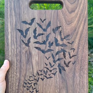 Goth Kitchen Decor Bats Laser Engraved Walnut Cutting Board Wooden ...