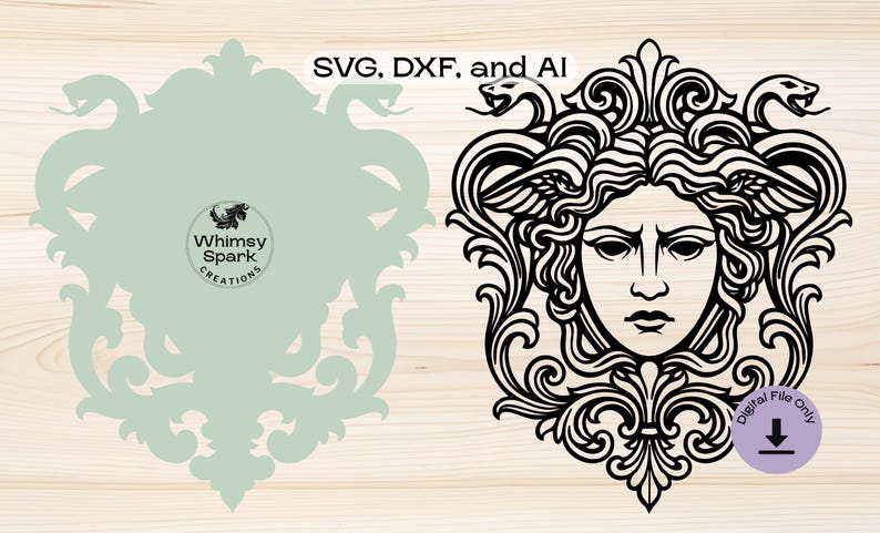 Layered Medusa SVG – Greek Mythology Baroque Laser Cut File | 2-layer ...