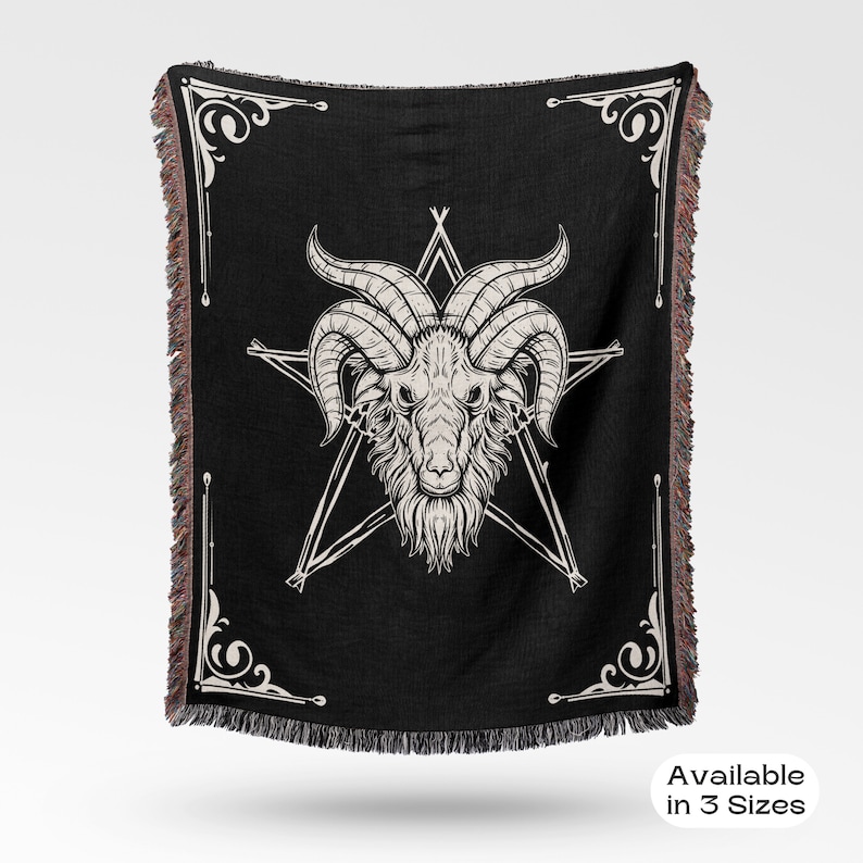 Baphomet Woven Blanket: Gothic Occult Decor Throw - Etsy