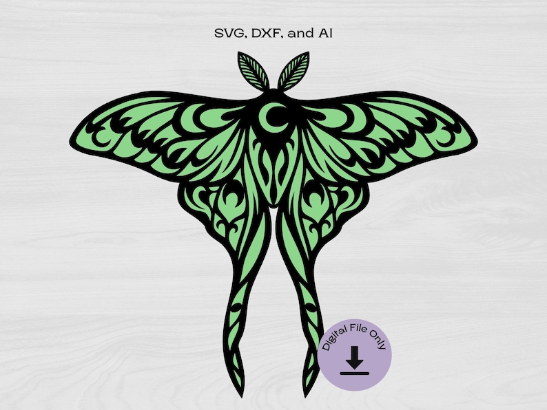 Luna Moth SVG Layered Laser Cut File – Gothic Boho Wall Art – Vinyl ...