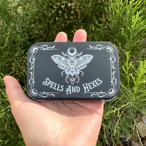 Witchy Trinket Box Goth Stash Box Small Storage Tin Pill Box Engraved ...