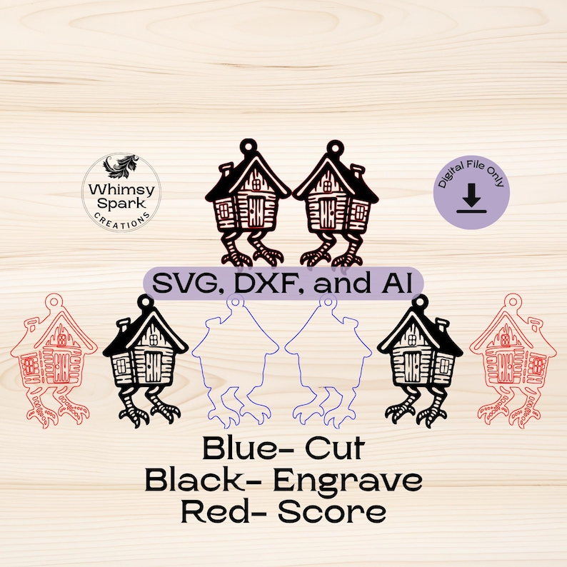 Baba Yaga Hut Earrings SVG: Laser Cut Slavic Folklore Design (digital ...