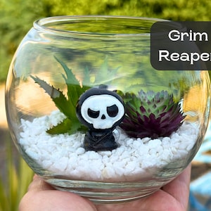 Goth Terrarium Desk Pet Grim Reaper Small Terrarium Halloween Terrarium ...