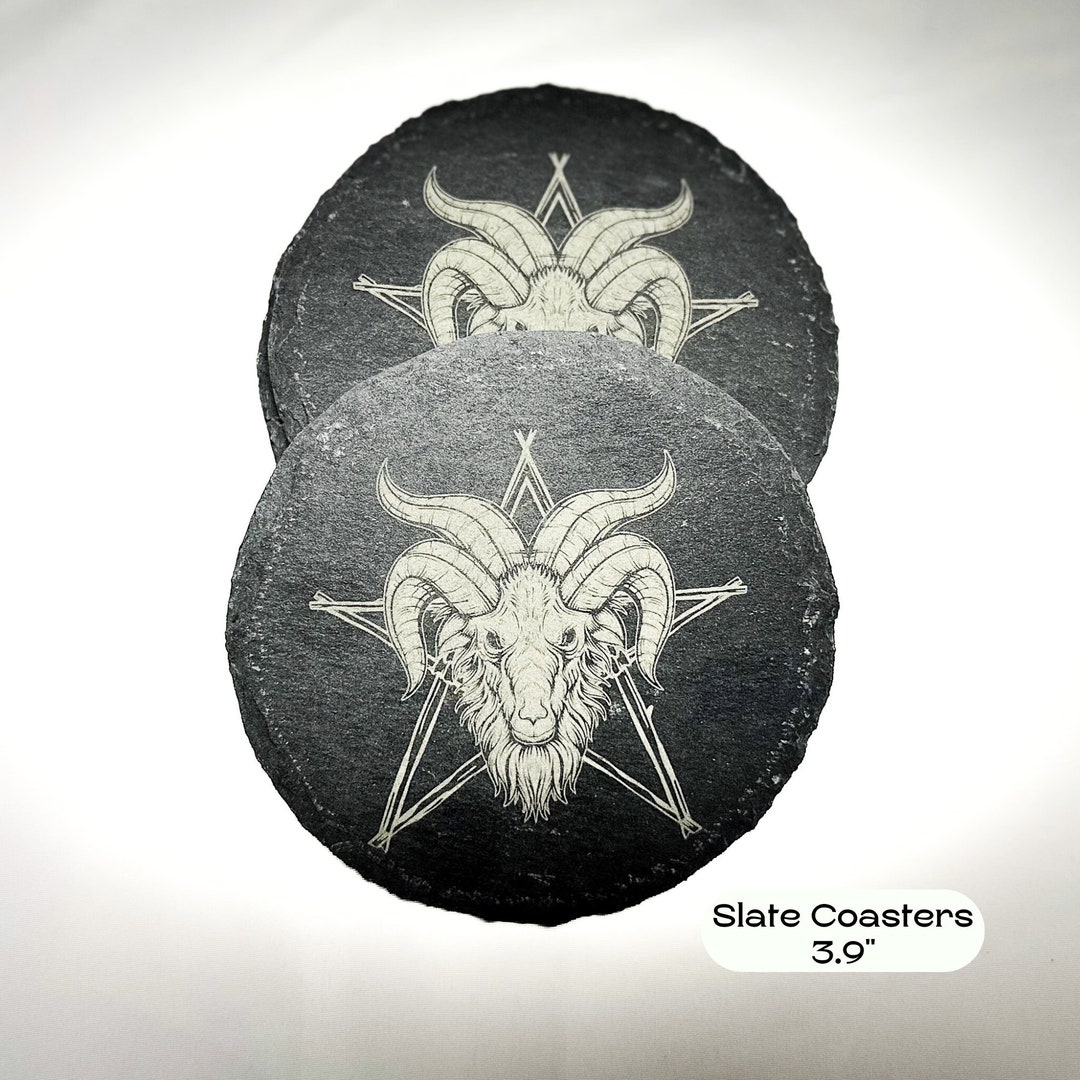 Baphomet Slate Coasters Goth Kitchen Decor Occult Engraved Coasters ...