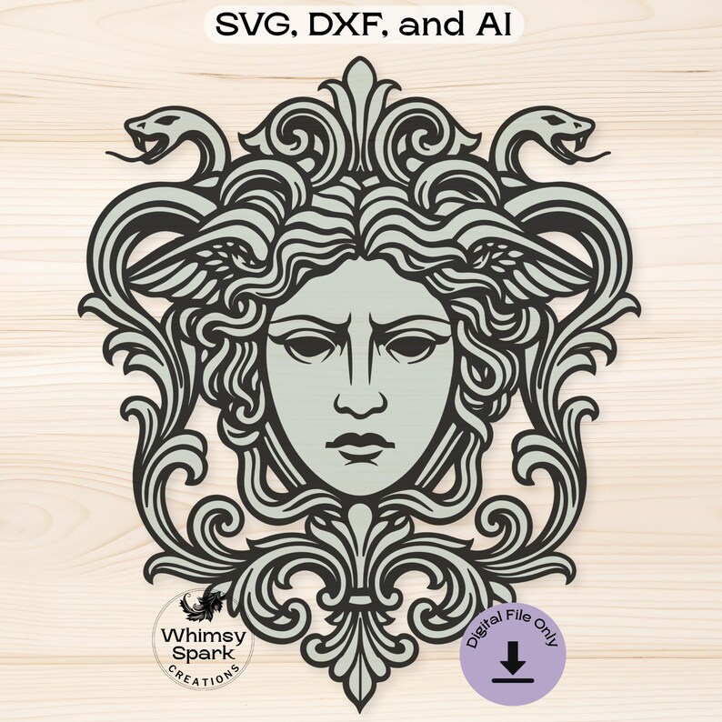 Layered Medusa SVG – Greek Mythology Baroque Laser Cut File | 2-layer ...