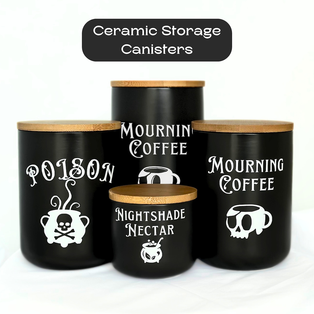 Goth Kitchen Storage Canister Ceramic Coffee Station Canister Gothic ...