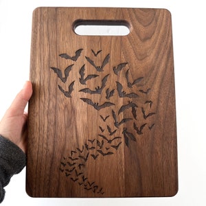 Goth Kitchen Decor Bats Laser Engraved Walnut Cutting Board Wooden ...
