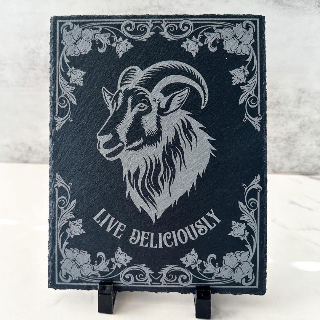 Goat Engraved Slate Plaque: Gothic Altar Decor, Witchy Gift - Etsy