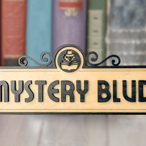 Book Library Sign Bookshelf Decor Gift for Fantasy Reader Wood Library ...