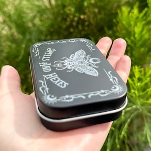 Witchy Trinket Box Goth Stash Box Small Storage Tin Pill Box Engraved ...
