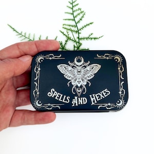 Witchy Trinket Box Goth Stash Box Small Storage Tin Pill Box Engraved ...