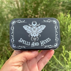 Witchy Trinket Box Goth Stash Box Small Storage Tin Pill Box Engraved ...
