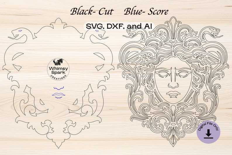 Layered Medusa SVG – Greek Mythology Baroque Laser Cut File | 2-layer ...