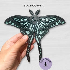 Luna Moth SVG Layered Laser Cut File – Gothic Boho Wall Art – Vinyl ...
