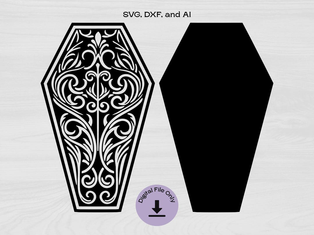 Gothic Ornate Coffin Laser Cut File: Halloween SVG Decor (digital ...