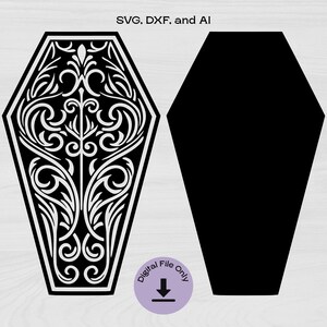 Gothic Ornate Coffin Laser Cut File: Halloween SVG Decor (digital ...