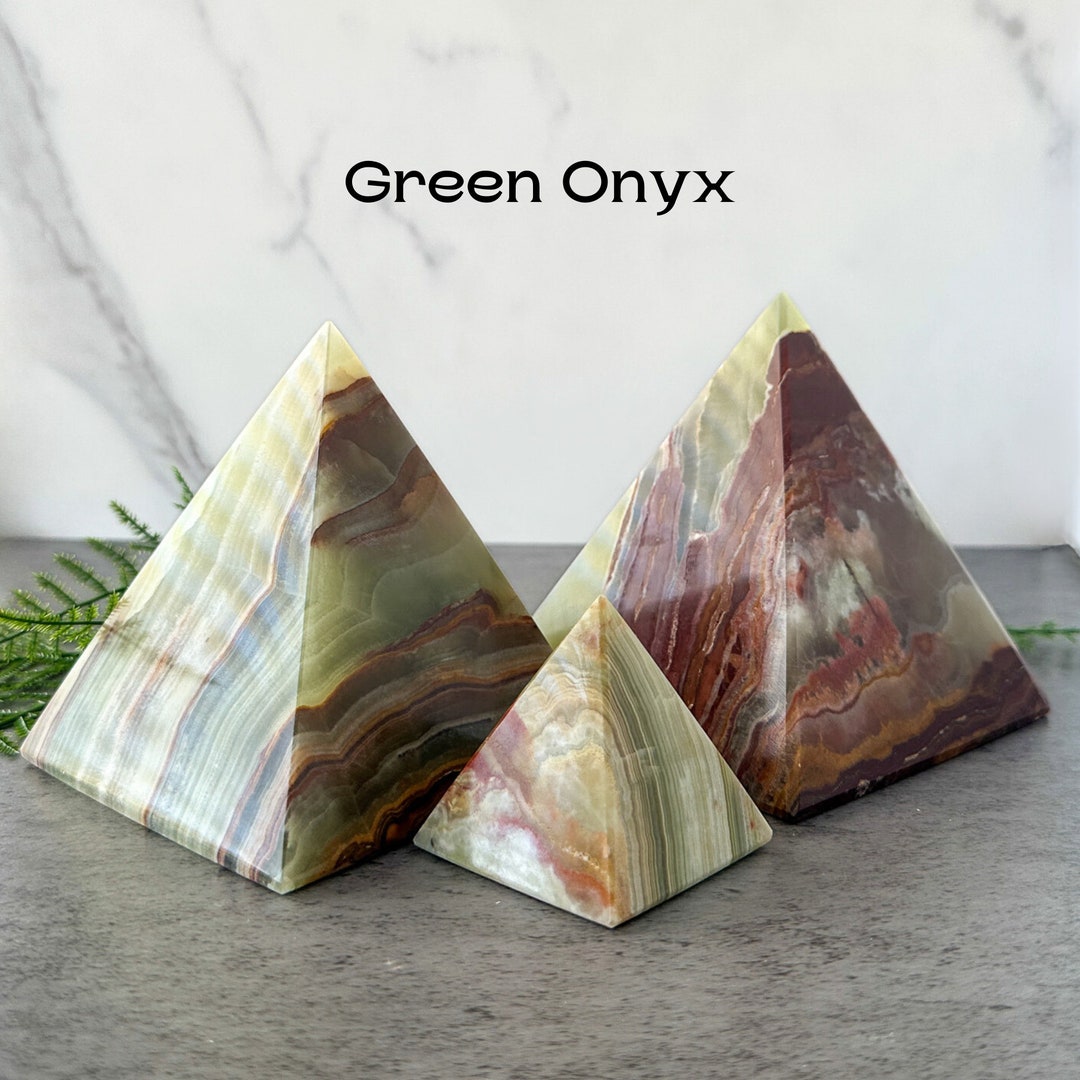 Crystal Pyramid Green Onyx Large Pyramid Crystal Grid Marble Onyx Green ...