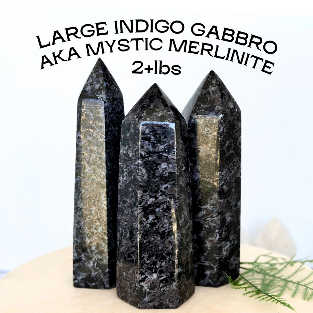 Merlinite Mystic Merlinite Tower Indigo Gabbro Large Crystal Tower Rare ...
