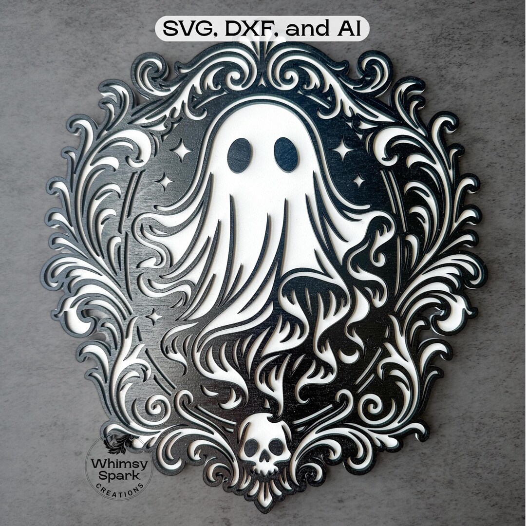 Cute Ghost SVG Baroque Layered Laser-cut File Gothic Halloween Decor ...