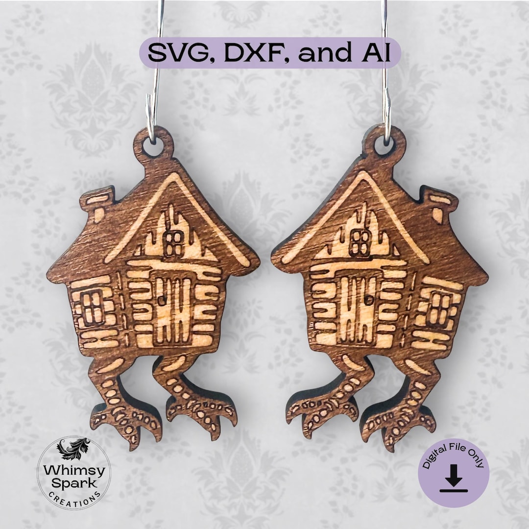 Baba Yaga Hut Earrings SVG: Laser Cut Slavic Folklore Design (digital ...