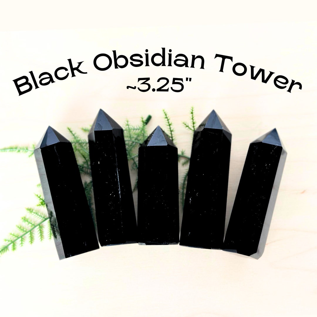 Black Obsidian Tower Obsidian Crystal Black Obsidian Point Polished ...